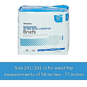 McKesson Bariatric Ultra Plus Stretch Briefs, Incontinence, Adult Unisex, Heavy Absorbency, 2XL / 3XL, 20 Count, 1 Pack