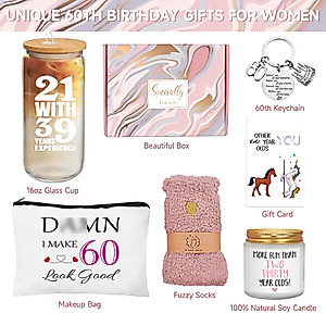 60th Birthday Gifts for Women, Funny 60th Birthday Gift Ideas, 21 with 39 Years Experience, Unique 60th Birthday Gifts for Her, Happy 60 Birthday Gifts, Gifts for 60th Mom Sister Friend Coworker