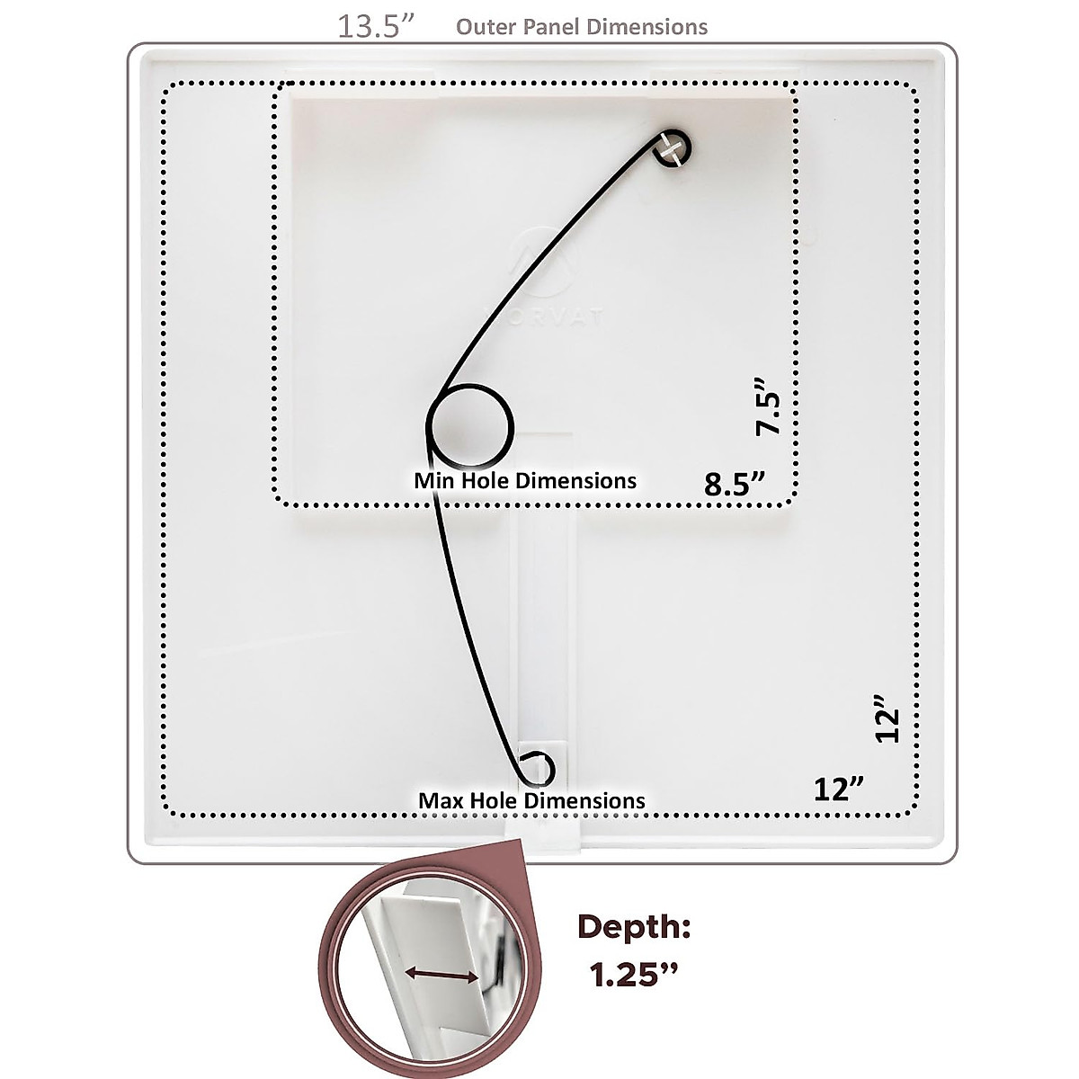 Morvat Adjustable Spring Access Panel, Fits 8"x8" - 12"x12" Inches (External 13.5"x13.5"), for Drywall, Ceiling, Electrical, Plumbing Heavy-Duty & Easy Install, Wall Hole Cover Plate, White (1-Pack)