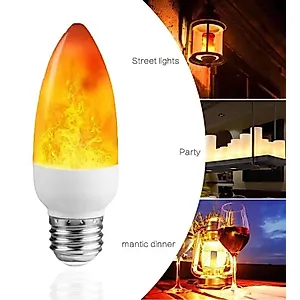Baeyateda LED Flame Effect Light Bulb E26 Flickering Candle Light Bulbs Atmosphere Lamp for Home Gardens Wedding Party Halloween Christmas 2pcs