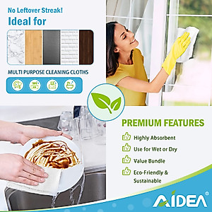 AIDEA Microfiber Cleaning Cloths White-50PK, Strong Water Absorption, Lint-Free, Scratch-Free, Streak-Free, Dish Towels White (11.5in.x 11.5in.)