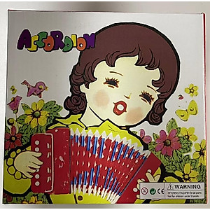 Mini Accordion 10 keys Button Kids Accordian,Musical Instrument,Accordions for Beginners (Red)
