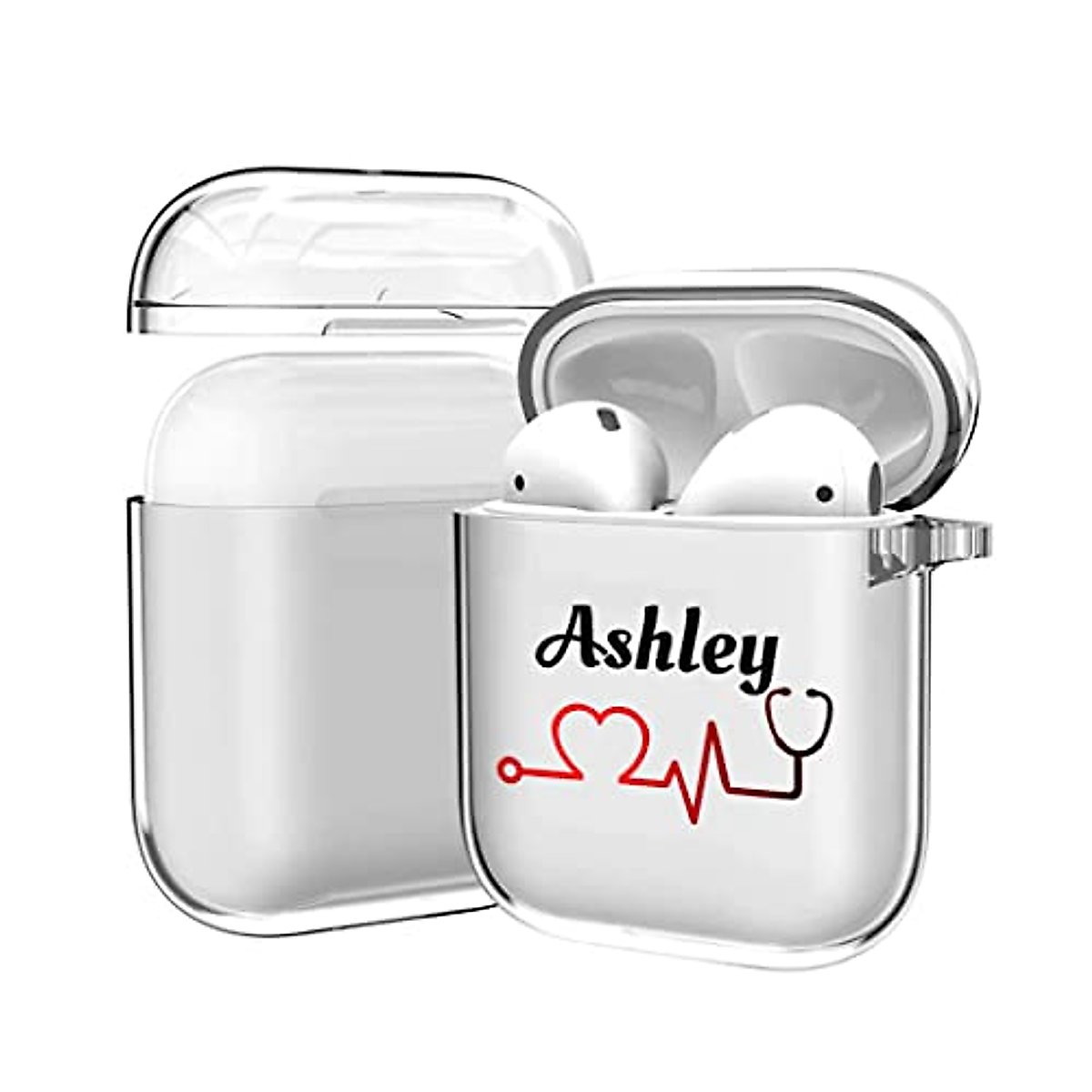 Custom Nurse Clear AirPods 3 Case with Grey Color Keychain - Best Personalized Gift for Doctor Nurse 3rd Generation AirPods Case with Your Text Add Your Name