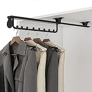 Pull-Out Closet Sliding Rod Aluminum Heavy Duty Wardrobe Clothes Hanger Rail, Extendable Wardrobe Rail Tube Valet Rod, Space Saver Closet Organizer,Top Mount (Size : 44cm/17.3in)