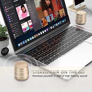 INSMY Small Bluetooth Speaker, Waterproof Mini Portable Wireless Speaker, Punchy Bass Rich Audio Stereo Pairing, Handheld Pocket Size,Built in Mic for Hiking Biking Gift Laptop Tablet (Gold)