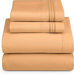 KAYLEN HOME 1800 TC Deep Pocket Full Size Sheets Set up to 16" - Hotel Luxury Extra Soft Brushed Microfiber 4 PC Bed Sheet Set, Mocha Brown