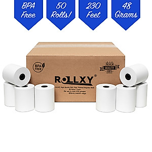 3-1/8 X 230 Thermal Paper Compatible with Star CT-S300 Tsp100 BPA Free 50 Rolls by Rollxy (48gm Thickness)