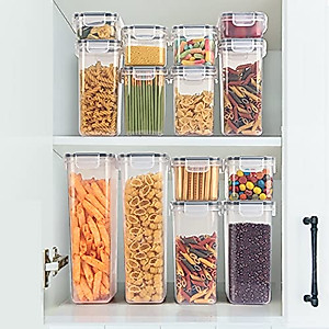 28 Pack Airtight Food Storage Container Set, Pantry kitchen organization and Storage, BPA Free Clear Plastic Storage Container with Lids, Kitchen Decor with Labels, Marker & Spoon Set