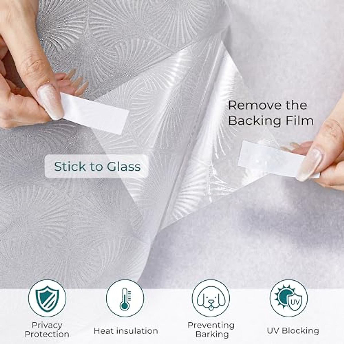 Windimiley Privacy Window Film Frosted Glass Window Cling Bathroom Peel and Stick Sun Blocking Decorative Ginkgo Opaque Door Window Tint for Home, 17.5x157.4 Inch