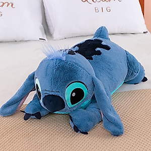 Stitch Plush Soft Toy, 25 inch Stuffed Animal, Cartoon Plush Pillow, Cute Soft Plush Doll, Christmas Birthday Easter Gift for All Ages - Toy Figure & Large Stitch Pillow