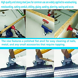 MYTEC 2-In-1 Bench Vise Heavy Duty for Workbench, 6.0" blue, Upgraded Multi-Purpose Table Vice, Universal Rotate 270°Work Clamp-On Vise