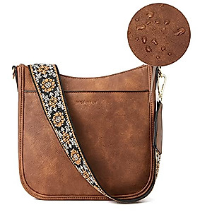 BOSTANTEN Crossbody Bags for Women Leather Handbags Hobo Shoulder Bags with Adjustable Colored Strap Brown