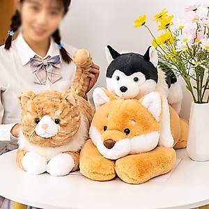 Fawowe Cat Weighted Stuffed Animals, 5.3 lbs 25.5 inch Weighted Cat Plush Toy Realistic Cat Weighted Plush Animals Pillow Gifts for Adults and Kids