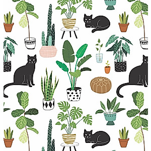 Stesha Party Cats and Plants Wrapping Paper Gift Wrap - Folded Flat 30 x 20 Inch - 3 Sheets