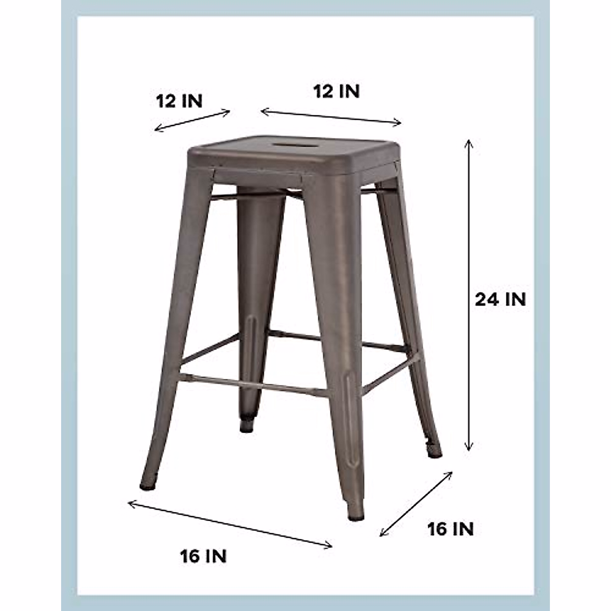 FDW 24 Inch Metal Stools Bar Stools Set Height Stackable Barstools Indoor Outdoor Dining Backless Kitchen Bar Stools Set of 4