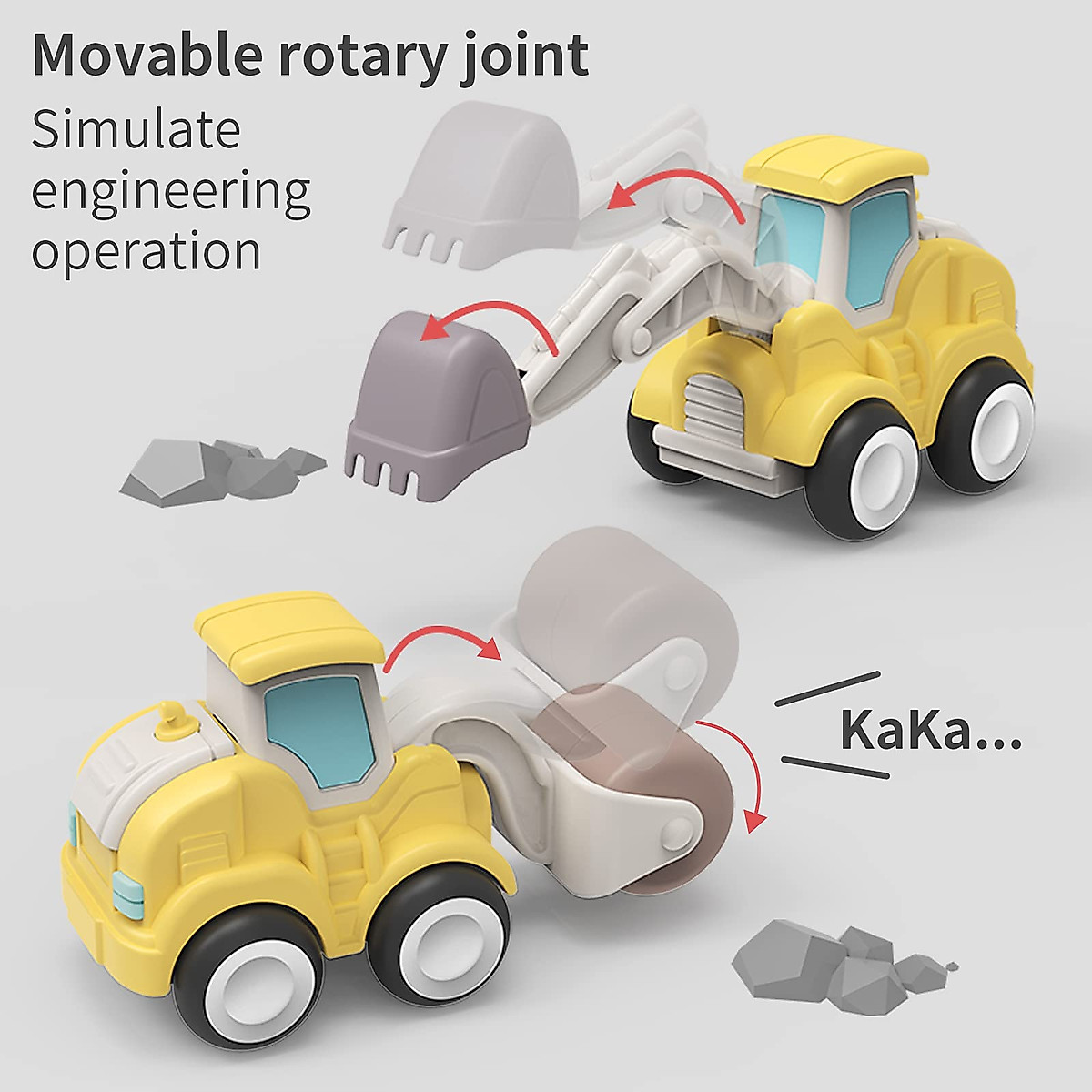 Deejoy Cars Toys for 1 2 3 4 Year Old Boys - 4 Pack Construction Trucks Push Go Car Toddler Toys Age 1-2,Friction Powered Car Vehicle Toys for Toddlers 1-3,Birthday Gifts Baby Kids Girls 12-18 Months