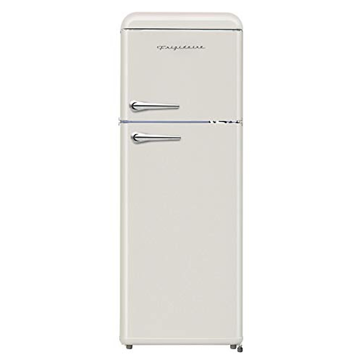 Frigidaire EFR756-CREAM EFR756, 2 Door Apartment Size Retro Refrigerator with Top Freezer, Chrome Handles, 7.5 cu ft, Cream & COMFEE' CM-M092AAT Retro Microwave with 9 Preset Programs, 0.9 cu.ft,