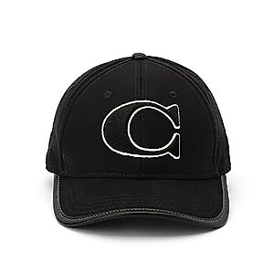 Coach Womens Cotton Canvas Hat Baseball Cap, Black, Medium-Large US