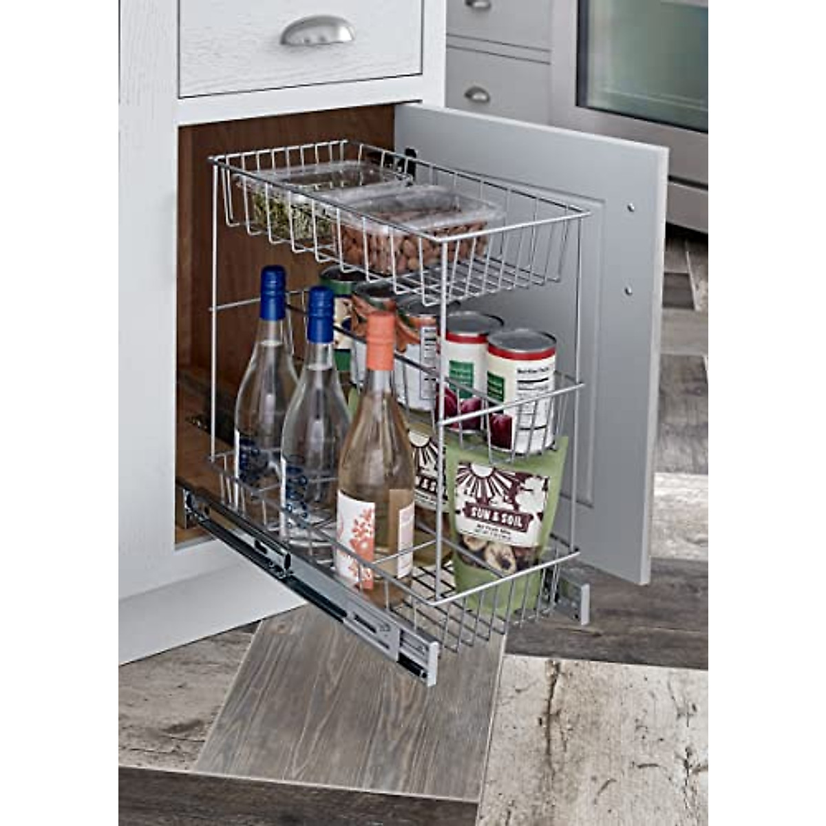 ClosetMaid 32105 Premium Wide 3-Tier Compact Kitchen Cabinet Pull-Out Basket, 8.75-Inch
