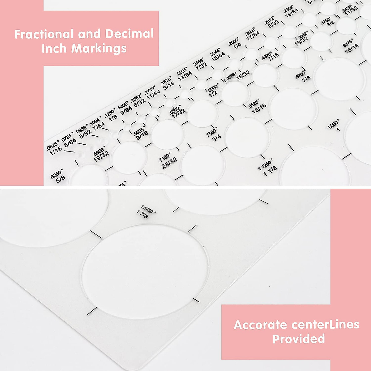 Tamaki Circle Template Circle Round Stencil Templates for Drafting for Office and School Building Formwork Drawings Templates, Large and Small Size, 3 Pack