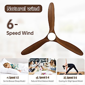 CACI Mall 60" Wood Ceiling Fan with Light,Outdoor for Covered Patios,LED,Remote,Solid Wood,Walnut Blades,Oil Rubbed Bronze Ceiling Fan for Living Room Kitchen Bedroom Family Dining Noiseless
