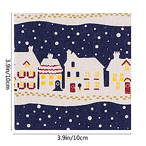 40 Pcs Christmas Cotton Fabric Square Precut Fabric Scraps Christmas Printing Quilting Fabric Squares Christmas Random Patterns Cotton Patchwork for DIY Xmas Sewing Crafting (10x10cm)