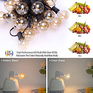 Sphoon Pack of 25 G40 Amber Glass Led Replacement Bulbs, 1W Equivalent 10W E12 Screw Base Soft Warm 2200K Globe Light Bulb for Indoor & Outdoor Led String Light Party Patio Garden Decor, CRI 90+