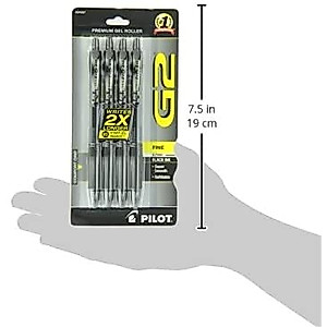 PILOT G2 Premium Refillable and Retractable Rolling Ball Gel Pens, Fine Point, Black Ink, 4-Pack (31057)