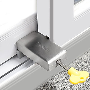 1PCS Door Window Lock Stopper Adjustable Thick Sliding Safety Anti theft, Children Security LockChild Plastic Steel Aluminium Free Rails Limit Window Door Anti Slip