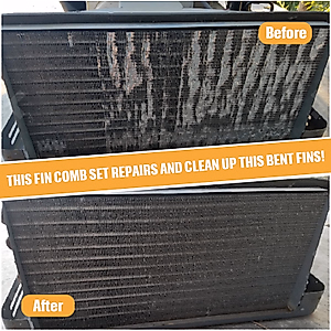 CHENGU Air Conditioner Cleaning Tools, 2 Pieces Fin Straightener Comb and Whisk Fin Comb Set for Condenser and Evaporator Coil Repair