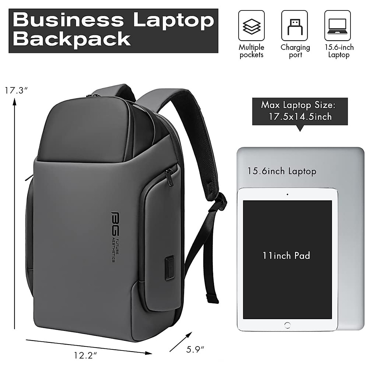 BANGE Smart Business Backpack, Laptop Backpack Fits for 15.6 INCH, Waterproof Travel Back Pack, Fashion Casual Daypack for Men and Women…