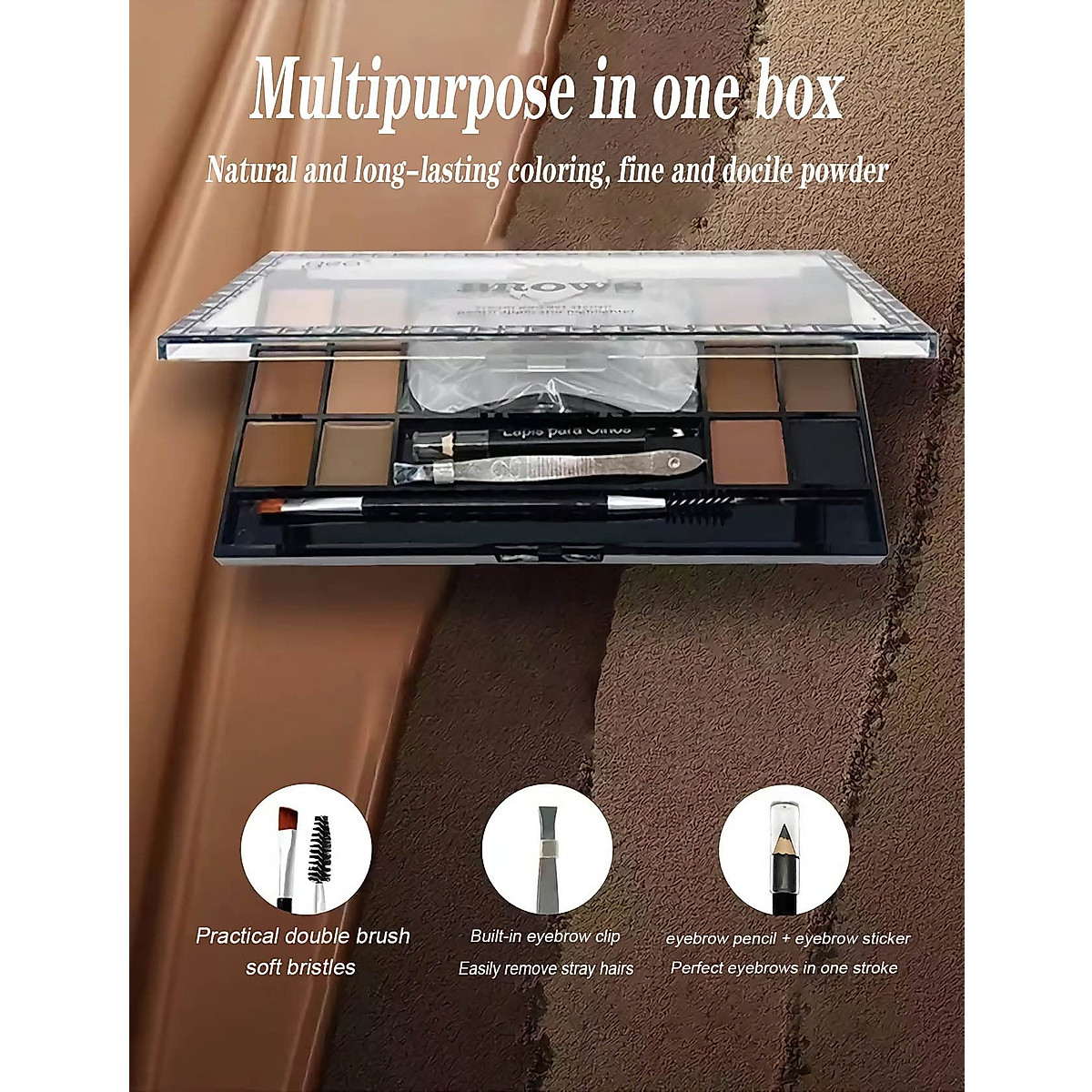 SUMEITANG 12 Color Eyebrow Kit, 6 Color Eyebrow Powder + 6 Color Brow Pomade Professional Brow Makeup Palette With Eyebrow Pencil, Brow Stencil, Brush and Tweezers Set, Create You Perfect Brow Styling