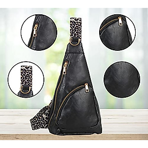 TINVSKQQKJ Women's Chest Sling Bag with leopard strap Crossbody Sling Backpack with pockets For Cycling Hiking travel…