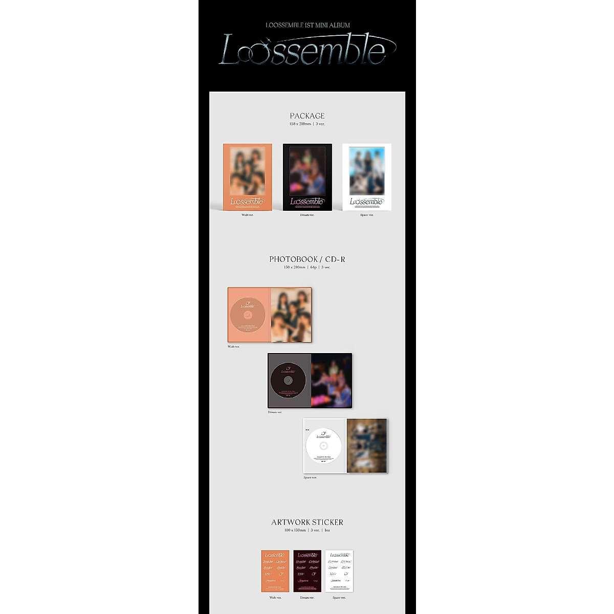 LOOSEEMBLE Loossemble 1st Mini Album Contents+Photocard+Tracking Sealed LOONA (Standard Dream Version)