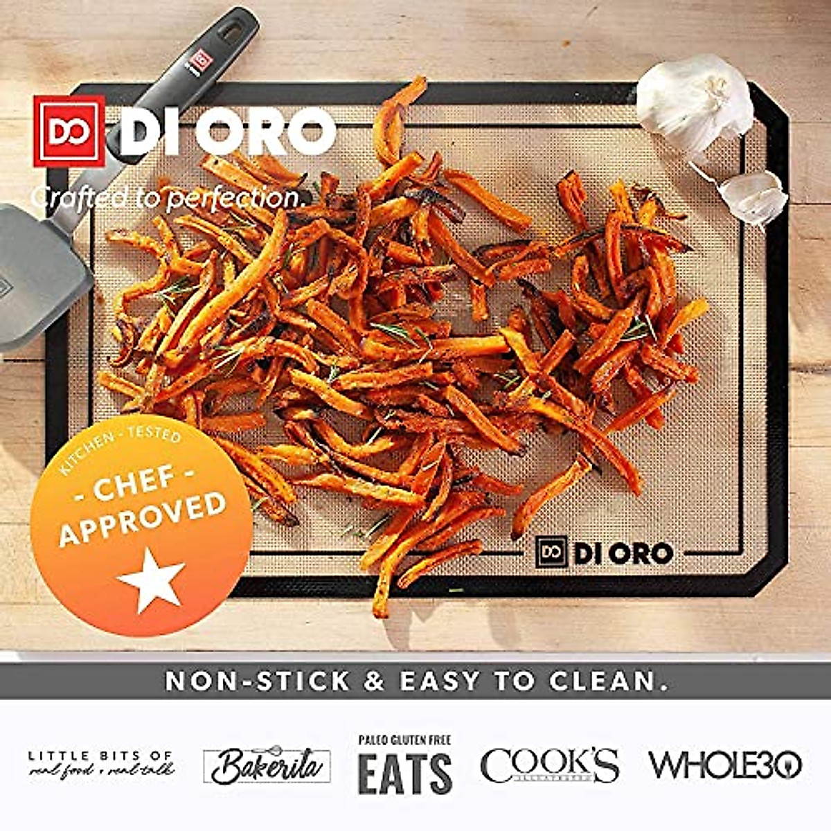 DI ORO Silicone Turner Spatula - Kitchen Spatulas for Nonstick Cookware - Flexible & Thin Cooking Turner for Flipping Pancakes & Eggs - 600°F High Heat-Resistant & BPA Free - Dishwasher Safe (Black)