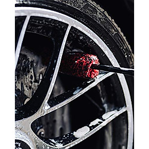 Adam's Barrel Brush - Adjustable Wheel Cleaning Tool W/Soft Wool Fibers - Remove Brake Dust & Dirt Behind Your Rim Accessories - Wash & Restore Shine to Your Car Boat RV Bike Or Motorcycle (Large)