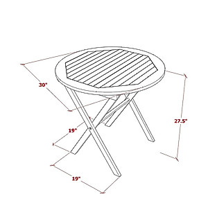 East West Furniture BMNTDNA Patio Furniture Outdoor Acacia Wood Round Coffee Table, 30x30 Inch, Natural Oil