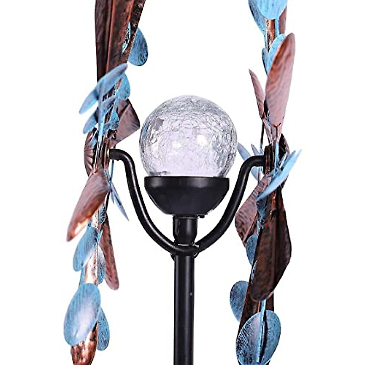 NUENUN Wind Spinner Outdoor Metal - Multi-Color Seasonal LED Lighting Solar Powered Glass Ball with Kinetic Wind Spinner Dual Direction for Patio Lawn & Garden