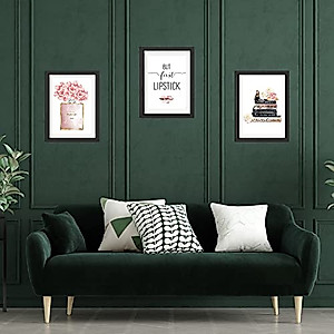 KALYLOC 6Pcs Pink Fashion Women Canvas Wall Art Prints, Pink Flower Perfume Makeup Brush High Heels Handbags Pictures Paintings, Art Decorations for Living Room Bedroom Office (8''x12'' in Unframed)