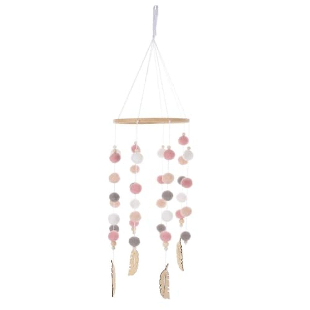 BESPORTBLE Mobile Wooden Further Pompom Ball Wind Chime Bed Bell Nursery Mobile Crib Ceiling Wooden Beads Wind Chime