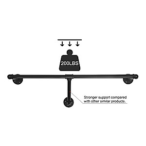 HouseAid 32 Inch Industrial Pipe Clothes Rack, Farmhouse Iron Garment Rack, Vintage Style Hanging Rod for Closet, Wall Mounted, Matte Black (Hooks Included)