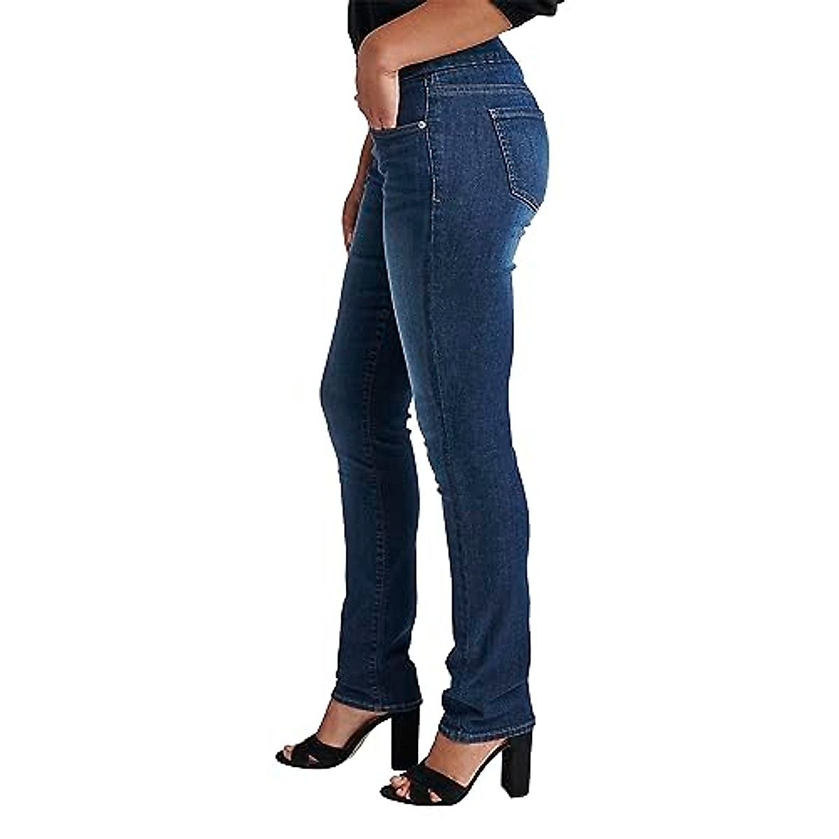 JAG Jeans Women's Peri Mid Rise Straight Leg Pull-on Jeans, Anchor Blue AU315, 14