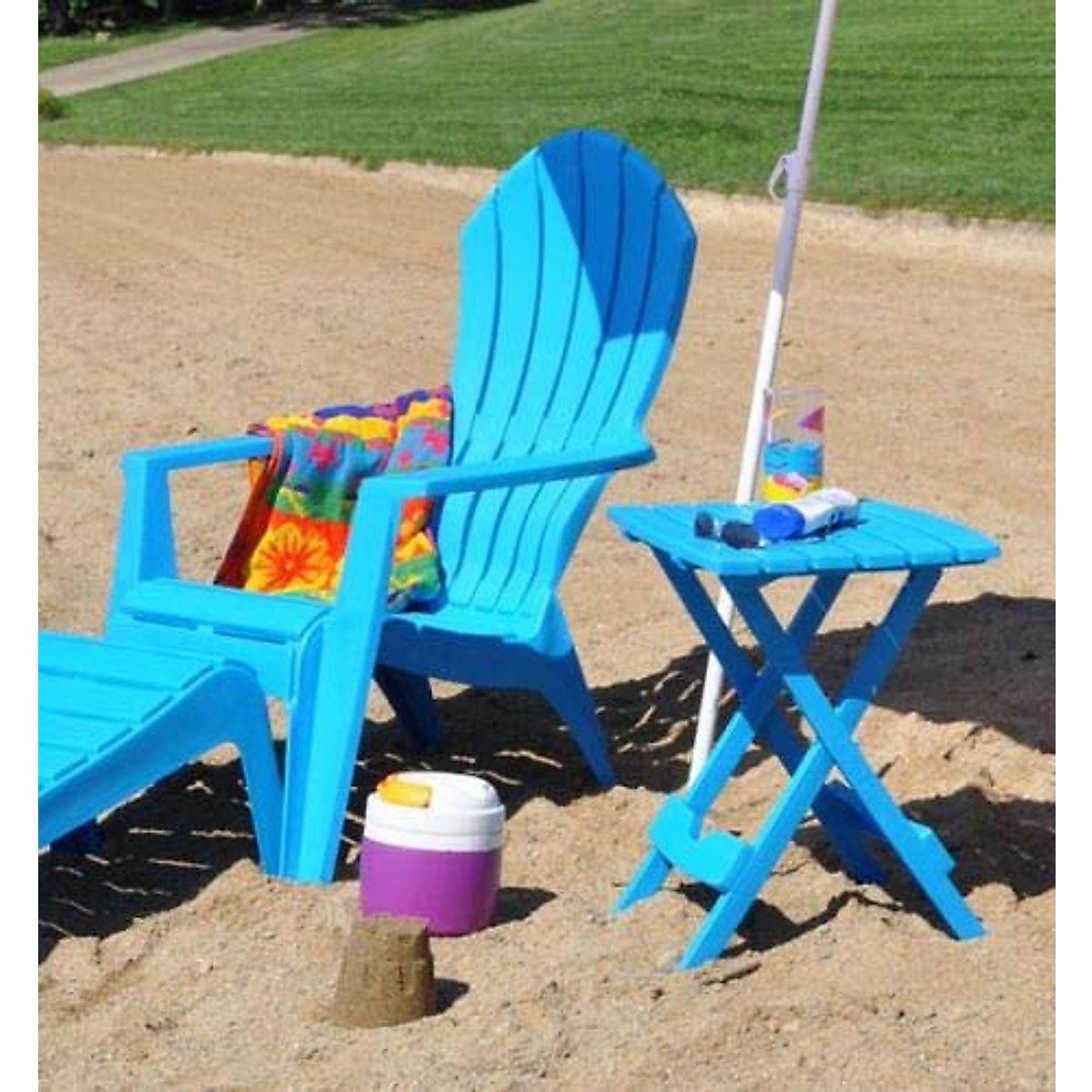 Quik Fold Patio Side Table, Resin, White