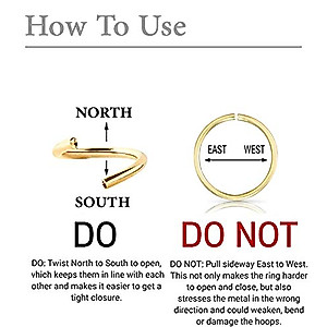 ONDAISY 10K Solid Gold Open Tragus Cartilage Snug Daith Helix Inner Outer Conch 6mm Round Large Big Tiny Small Thin Mini Face Nose Septum Hoop Ring Ear Piercing Earring For Women Girls Men