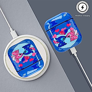 OINbxw for Airpod Case Cover, Airpod Case Personalized Custom with Lanyard Keychain Cool Cartoon Cute Anime Design Series Airpod Case for Women Girls Wireless Airpod 2 Case (Stitch)