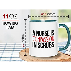 Bubble Hugs Nurse 2Tone Green Mug 11oz - A nurse is compassion - Labor Clinical Certified Nursing Assistant Surgical Emergency Oncology Practitioner