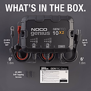 NOCO Genius GENPRO10X2, 2-Bank, 20A (10A/Bank) Smart Marine Battery Charger, 12V Waterproof Onboard Boat Charger, Battery Maintainer and Desulfator for AGM, Lithium (LiFePO4) and Deep-Cycle Batteries