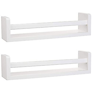 Tesmula gt2-ZJ Set of 2 Nursery Room Wood Floating Wall Shelves Wall Decor, Bookshelf, and Toy Organizer White