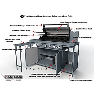 Rustler2 Six (6) Burner Gas Grill Center & Kitchen Island by Brand-Man Grills