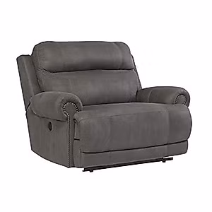 Signature Design by Ashley Clonmel Microfiber Extra Wide Manual Reclining Loveseat, Gray